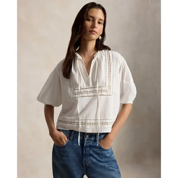 Ralph Lauren Lace-trim Cotton Shirt - White