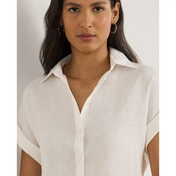 Ralph Lauren Relaxed Fit Linen Short-sleeve Shirt - White