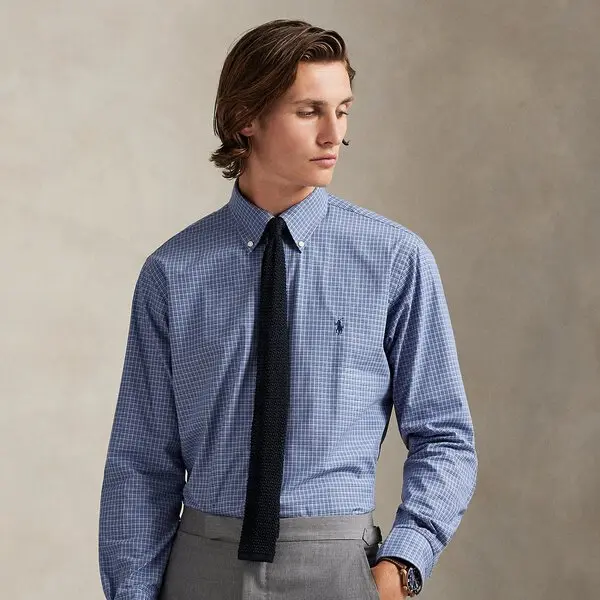 Ralph Lauren Classic Fit Checked Stretch Poplin Shirt - Blue Multi