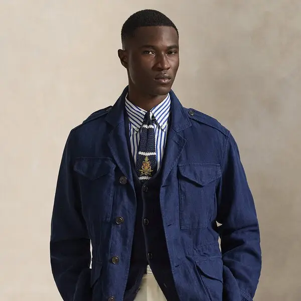 Ralph Lauren The Baystones Inen Fied Jacket - Newport Navy