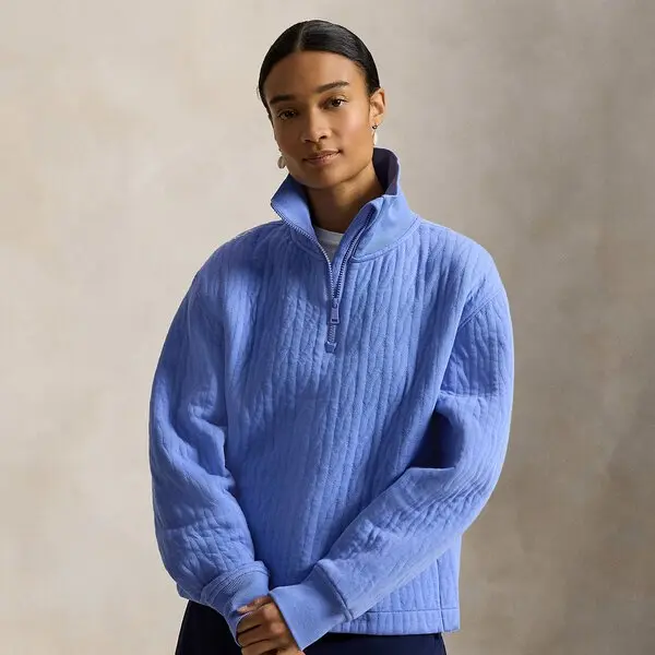 Ralph Lauren Cabe-quited Quarter-zip - Blue Mist