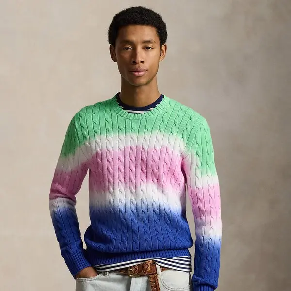 Ralph Lauren Dip-dyed Cable-knit Cotton Sweater - Multi