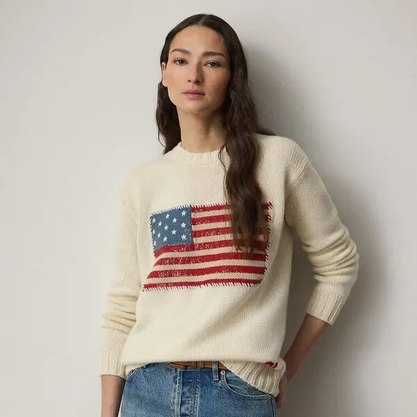 Ralph Lauren Embeished Cashmere Fag Sweater - Lux Cream