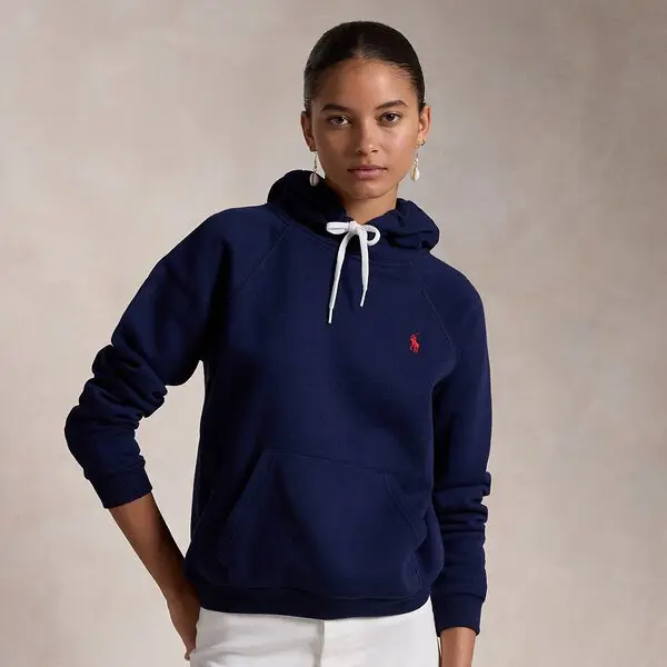 Ralph Lauren Hrunken Fit Fleece Hoodie - Cruise Navy