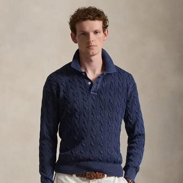Ralph Lauren Relaxed Fit Cable-knit Cotton Sweater - Dark Cobalt