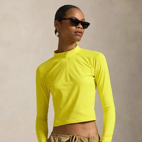 Ralph Lauren Ueded Jerey Cropped Half-zip - Laser Yellow