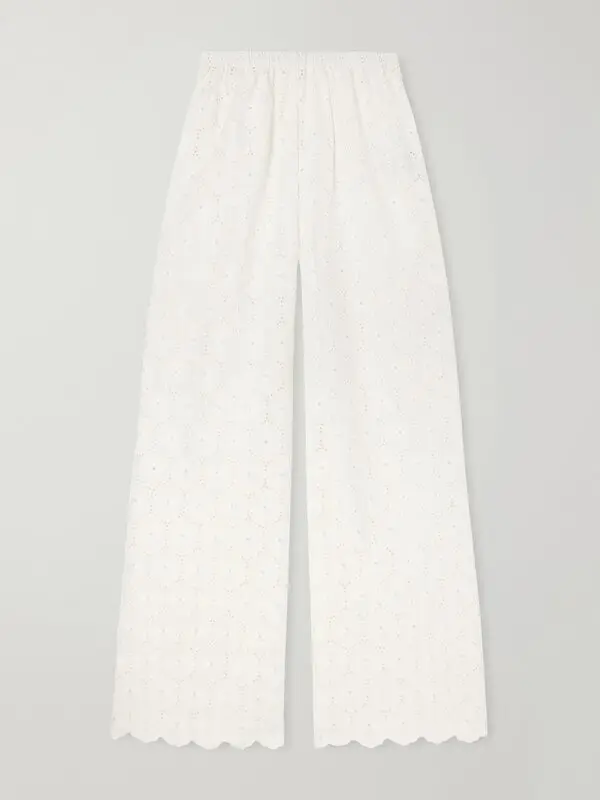 Faithfull The Brand Pamina Broderie Anglaise Straight-leg Pants - White