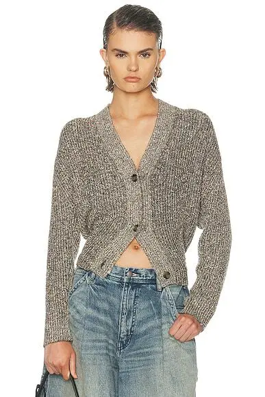 R13 Split Hem Ribbed Cardigan