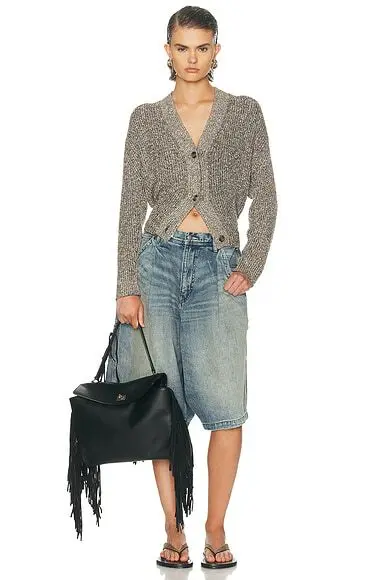 R13 Split Hem Ribbed Cardigan
