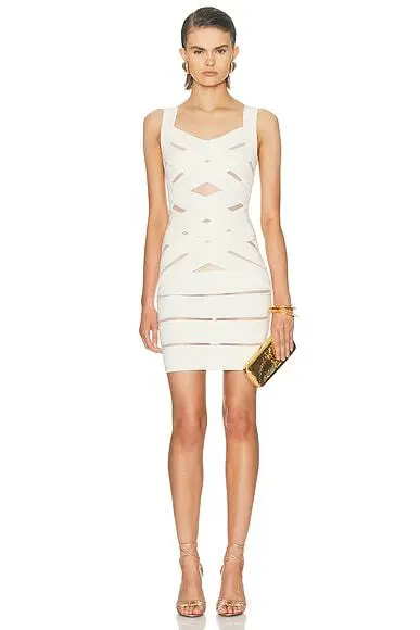 Balmain Glitter Stripes Viscose Knit Dress - Blanc