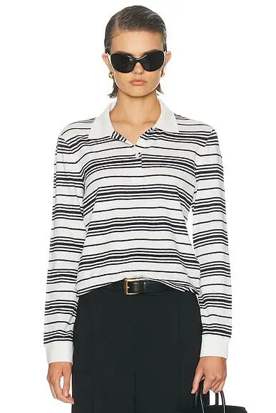 FRAME Striped Long Sleeve Polo