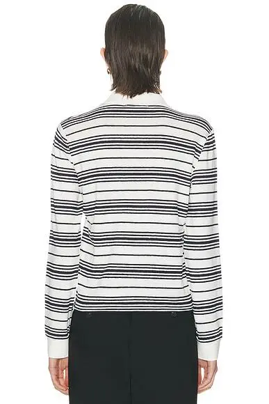 FRAME Striped Long Sleeve Polo