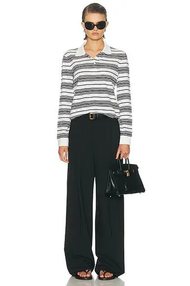 FRAME Striped Long Sleeve Polo