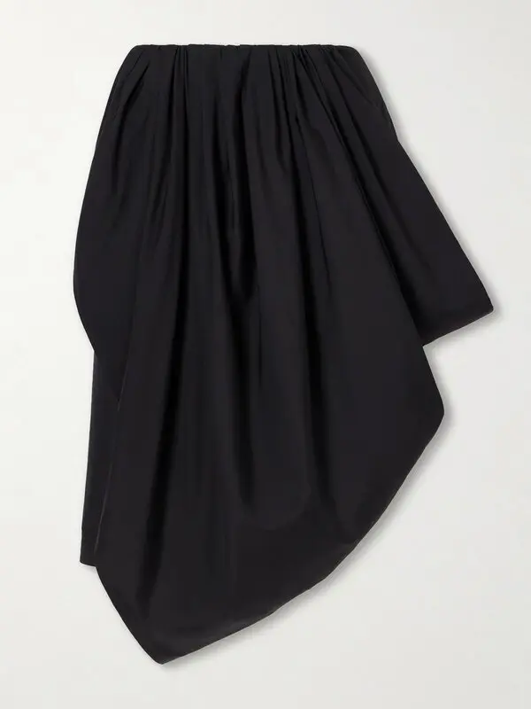 Chloé Draped Asymmetric Cotton-poplin Skirt - Black