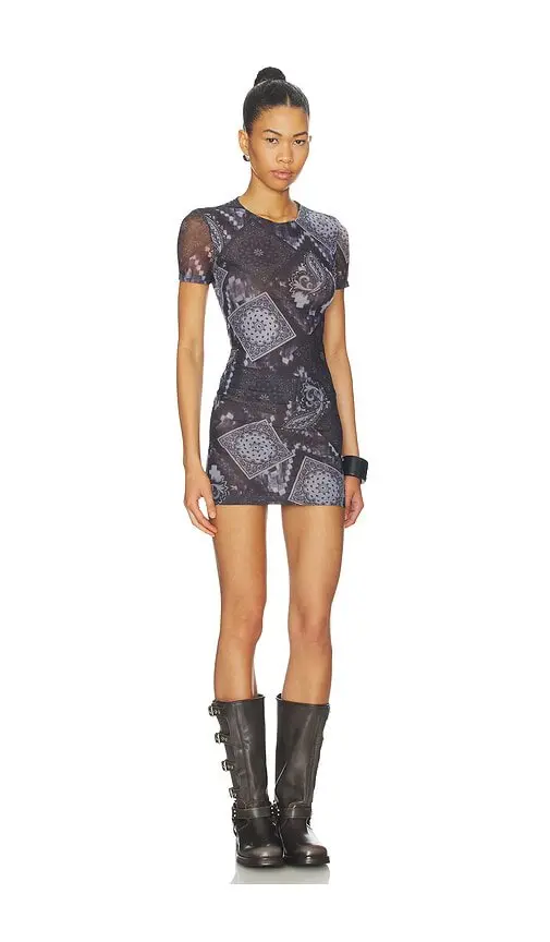 Superdown Mesh Bandana Print Mini Skirt Set