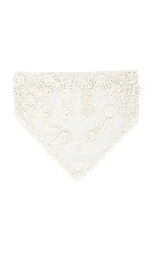For Love & Lemons Floral Crochet Headscarf - White