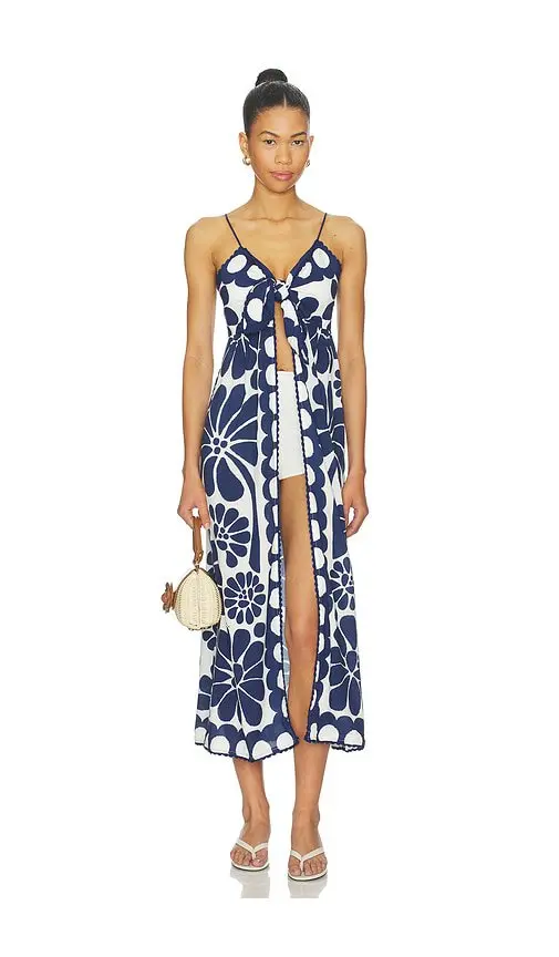 Farm Rio Palermo Midi Dress - Palermo Blue