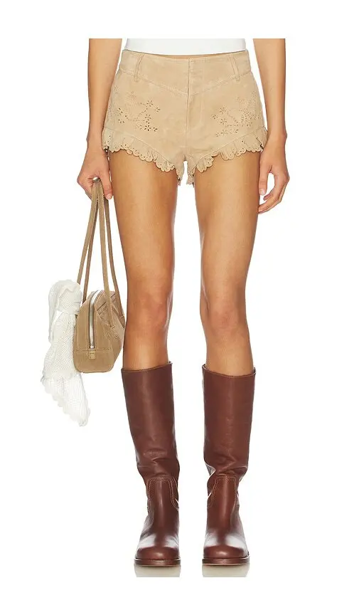 LoveShackFancy Azalure Shorts - Berkshire Tan