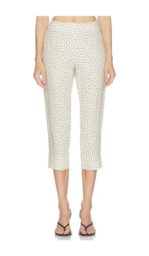 AEXAE Linen Capri Pant - Micro Polka Dot