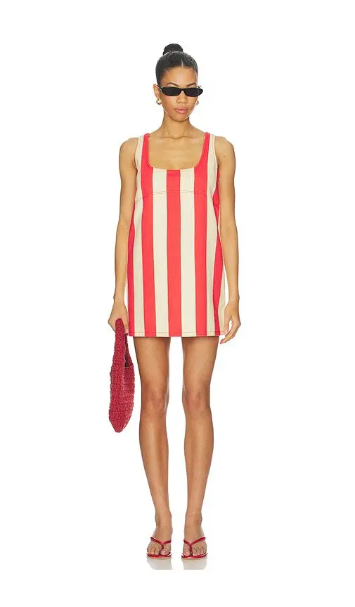 SIMONMILLER Sahara Striped Denim Dress In Red,ivory - Venetian Red Stripe