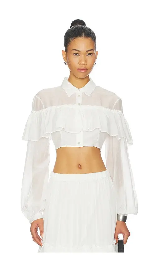 ANIYE BY Carmen Crop Shirt In Fairy Milk In Cream - Fairy M?lk