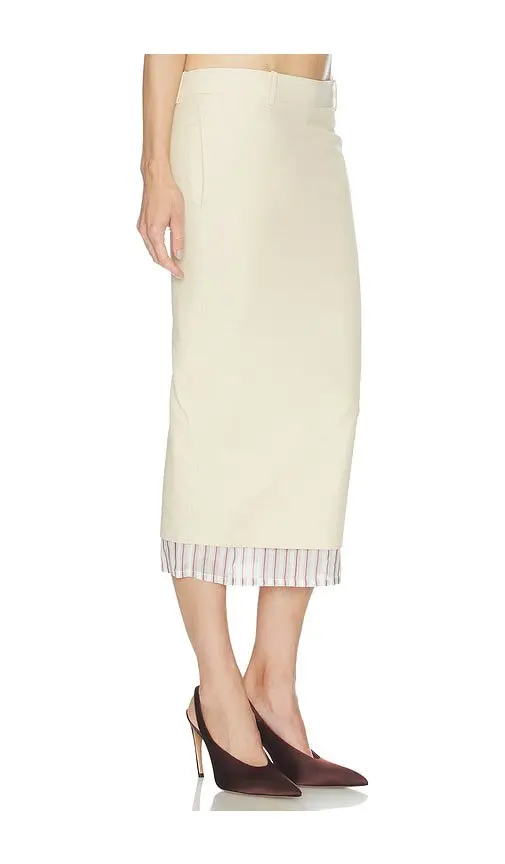 Attico Low Rise Midi Skirt - Beige