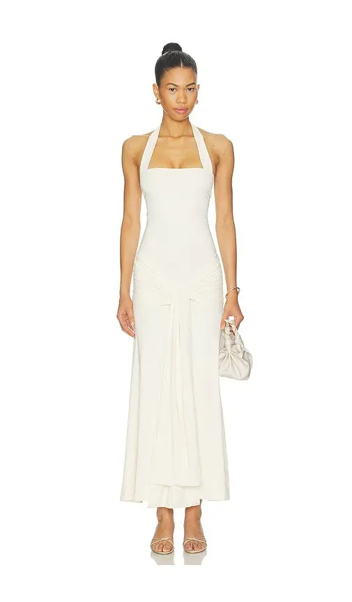Bardot Emilia Tie Front Halter Dress - Ivory