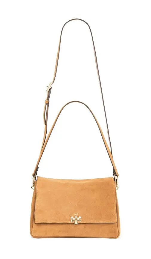 Tory Burch Charlie Suede Shoulder Bag - Toffee