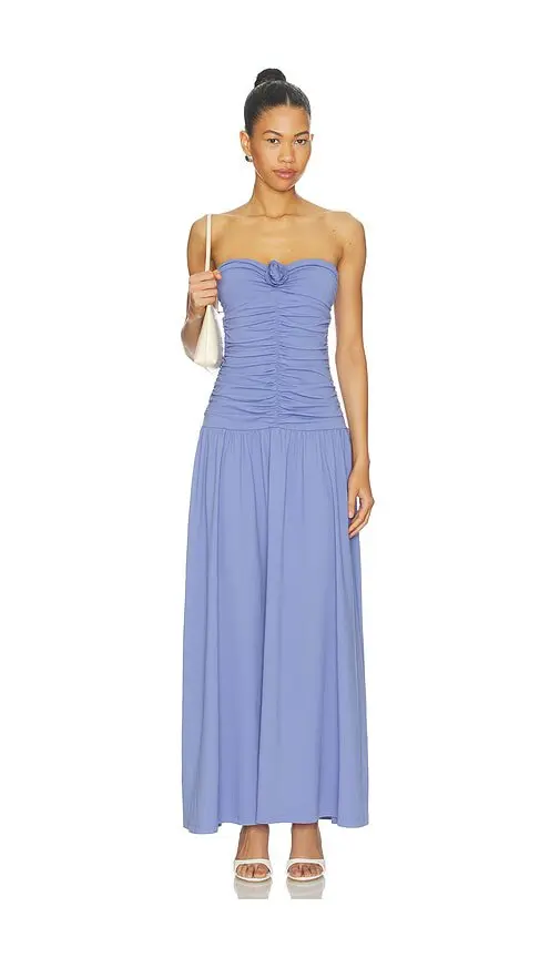 Susana Monaco Center Gathered Flower Tube Dress - Blue Velvet