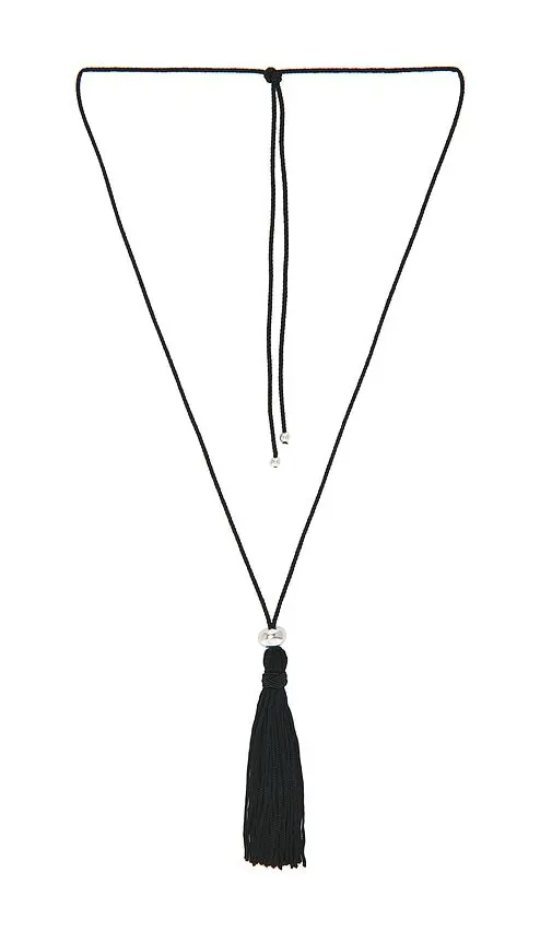 Shashi Cord Necklace With Tassel - Black & Silver