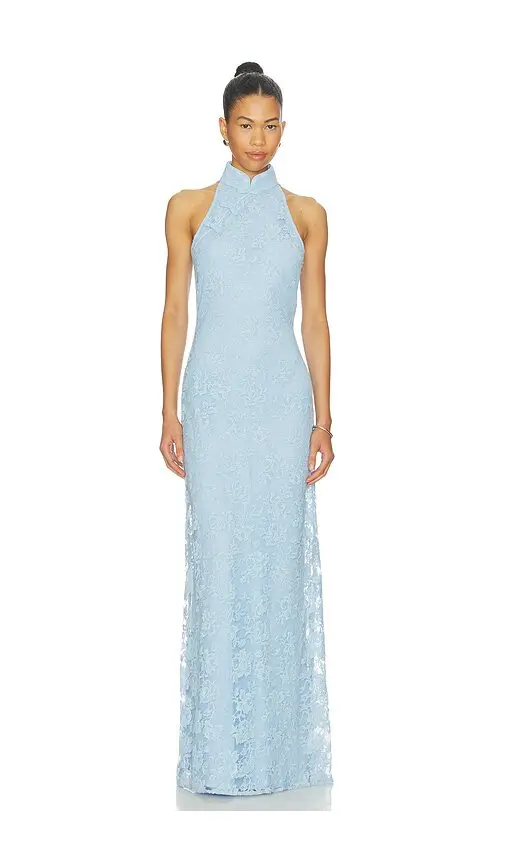 SAU LEE Gillian Lace Dress - Sky Blue