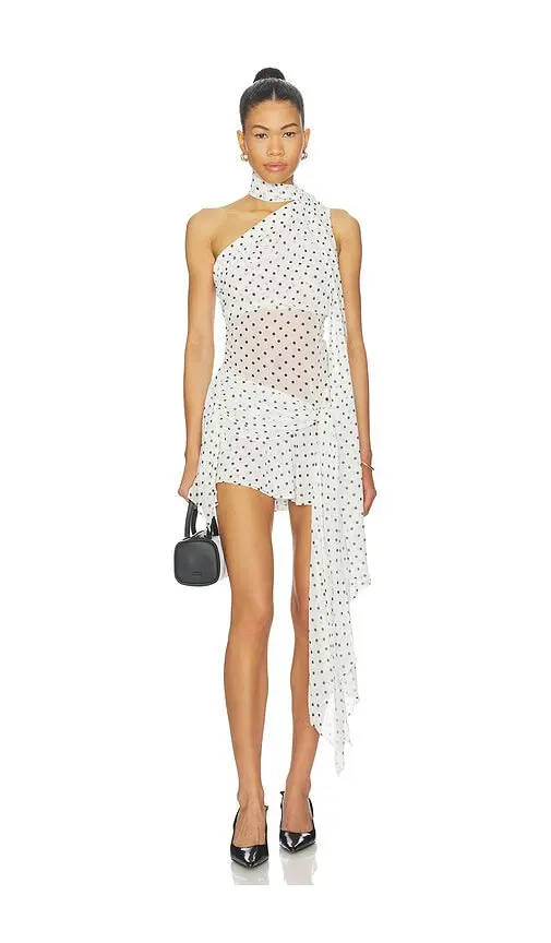 GUIZIO Cyrielle Dress In White - Black Dot