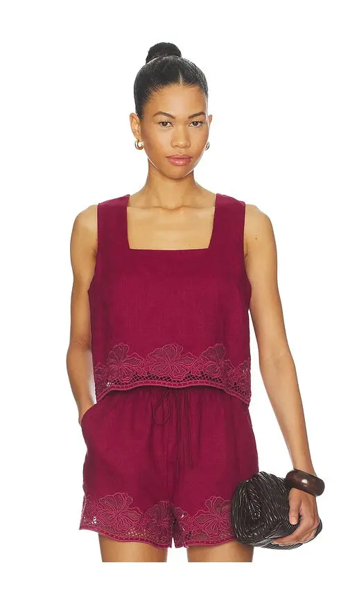 Rails Alira Top - Berry Hibiscus Embroidery