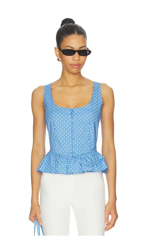 Caroline Constas Haven Sleeveless Top - Periwinkle & White