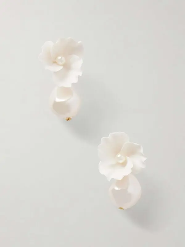 JENNIFER BEHR Clarabel Gold-tone Pearl Earrings - Ivory