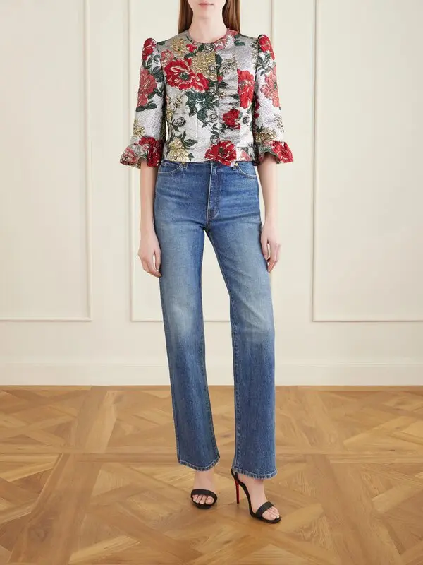 Dolce & Gabbana Floral-embroidered Jacquard-lamé Jacket