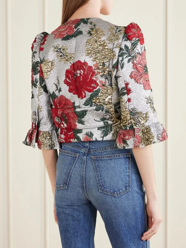 Dolce & Gabbana Floral-embroidered Jacquard-lamé Jacket