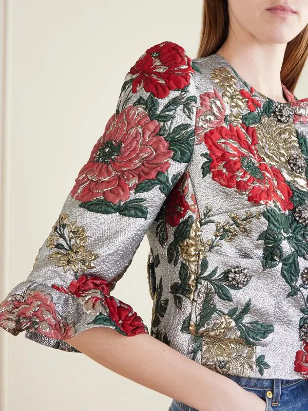 Dolce & Gabbana Floral-embroidered Jacquard-lamé Jacket