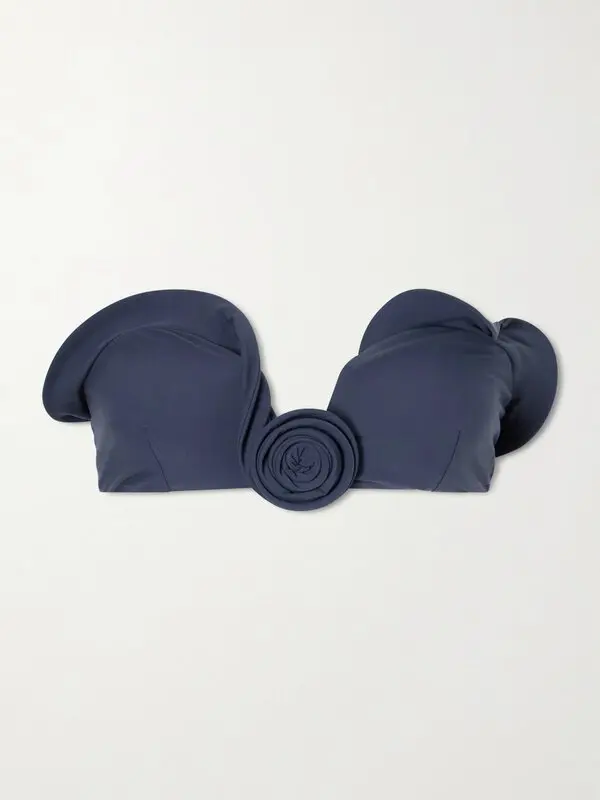 Magda Butrym Floral-appliquéd Bikini Top - Blue