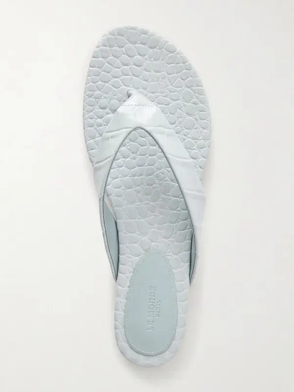 Le Monde Beryl Croc-effect Leather Thong Sandals - Blue
