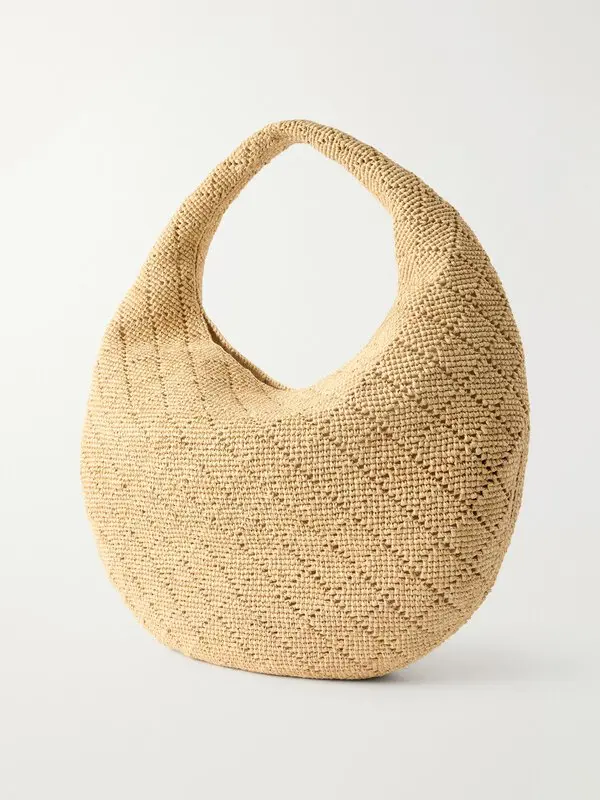 Saint Laurent Icare Cassandre-embellished Woven Raffia Shoulder Bag