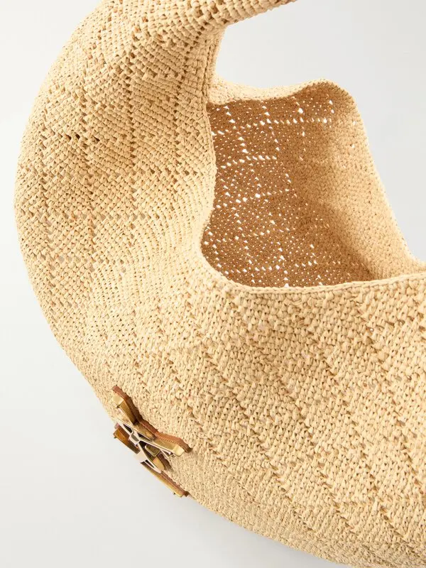 Saint Laurent Icare Cassandre-embellished Woven Raffia Shoulder Bag