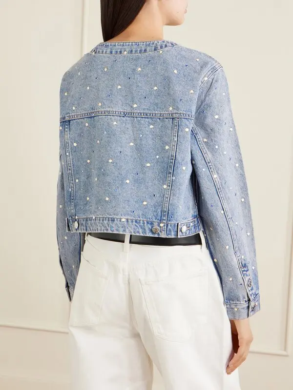 Veronica Beard Lowry Cropped Embellished Denim Jacket