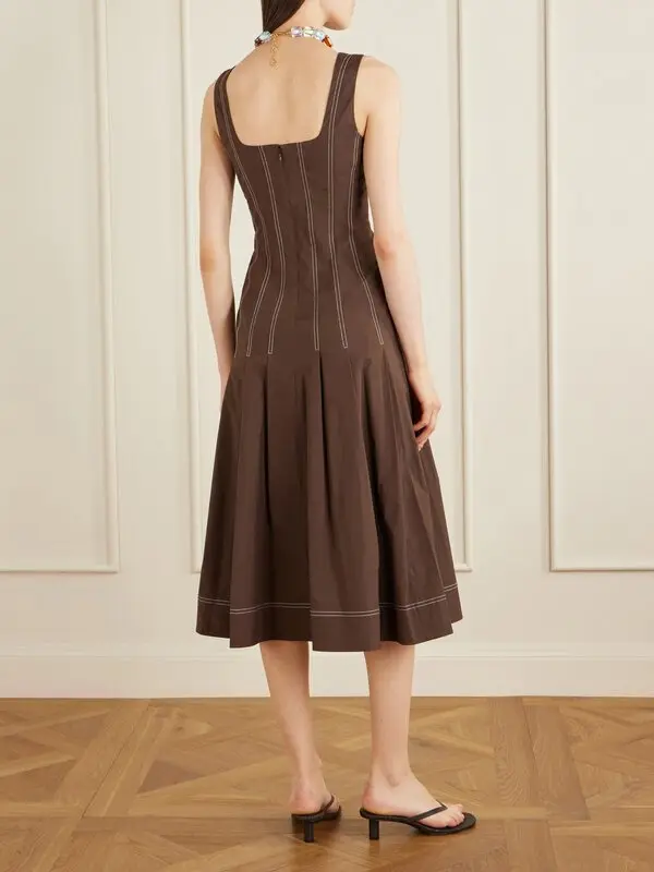 Veronica Beard Jolie Cotton-blend Poplin Midi Dress