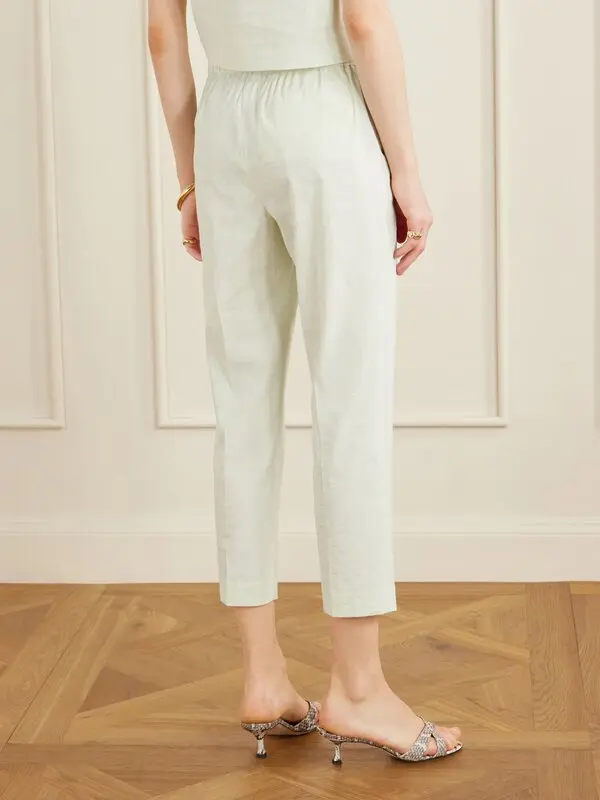 Theory Treeca Linen-blend Straight-leg Pants