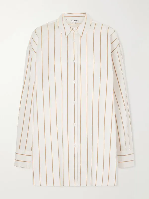 Staud Kendy Striped Cotton-blend Shirt