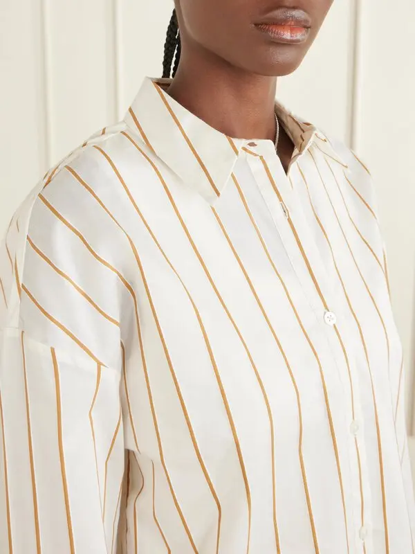 Staud Kendy Striped Cotton-blend Shirt