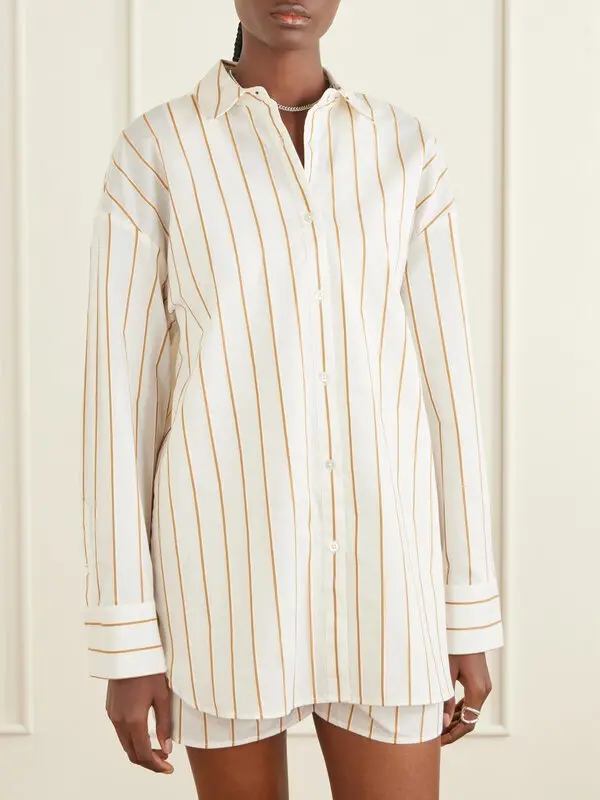 Staud Kendy Striped Cotton-blend Shirt
