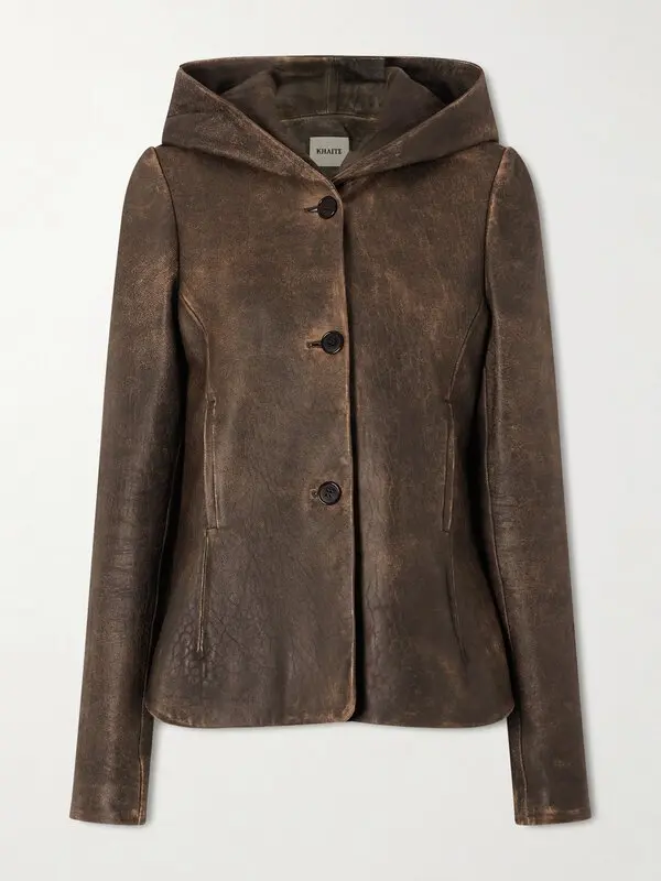 Khaite June Hooded Leather Jacket
