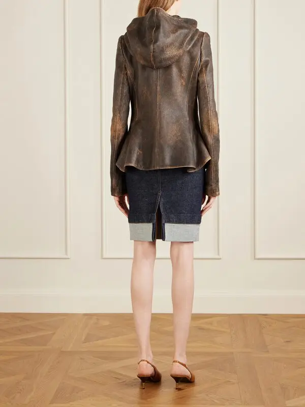 Khaite June Hooded Leather Jacket